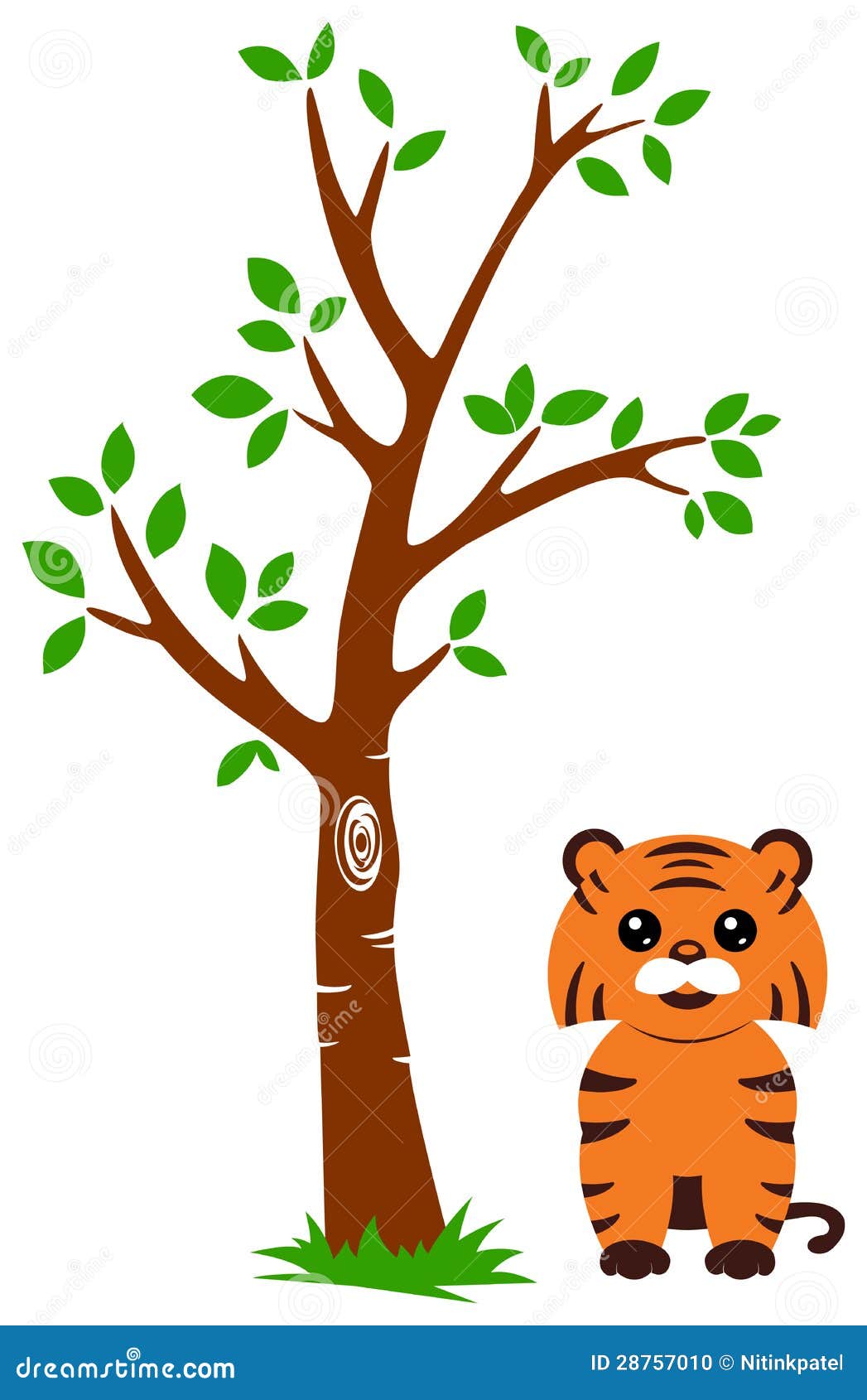 Tree and Tiger stock illustration. Illustration of cute - 28757010