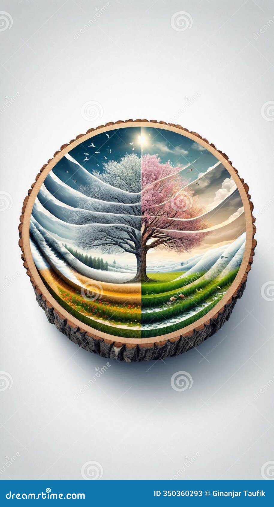 Tree of Time: Seasons in a Slice Stock Illustration - Illustration of ...