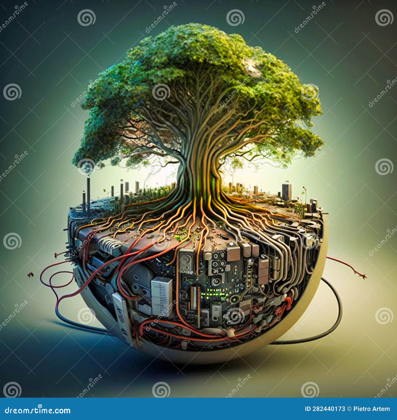 The Tree Took Root Around the Globe, Generative AI Stock Illustration ...