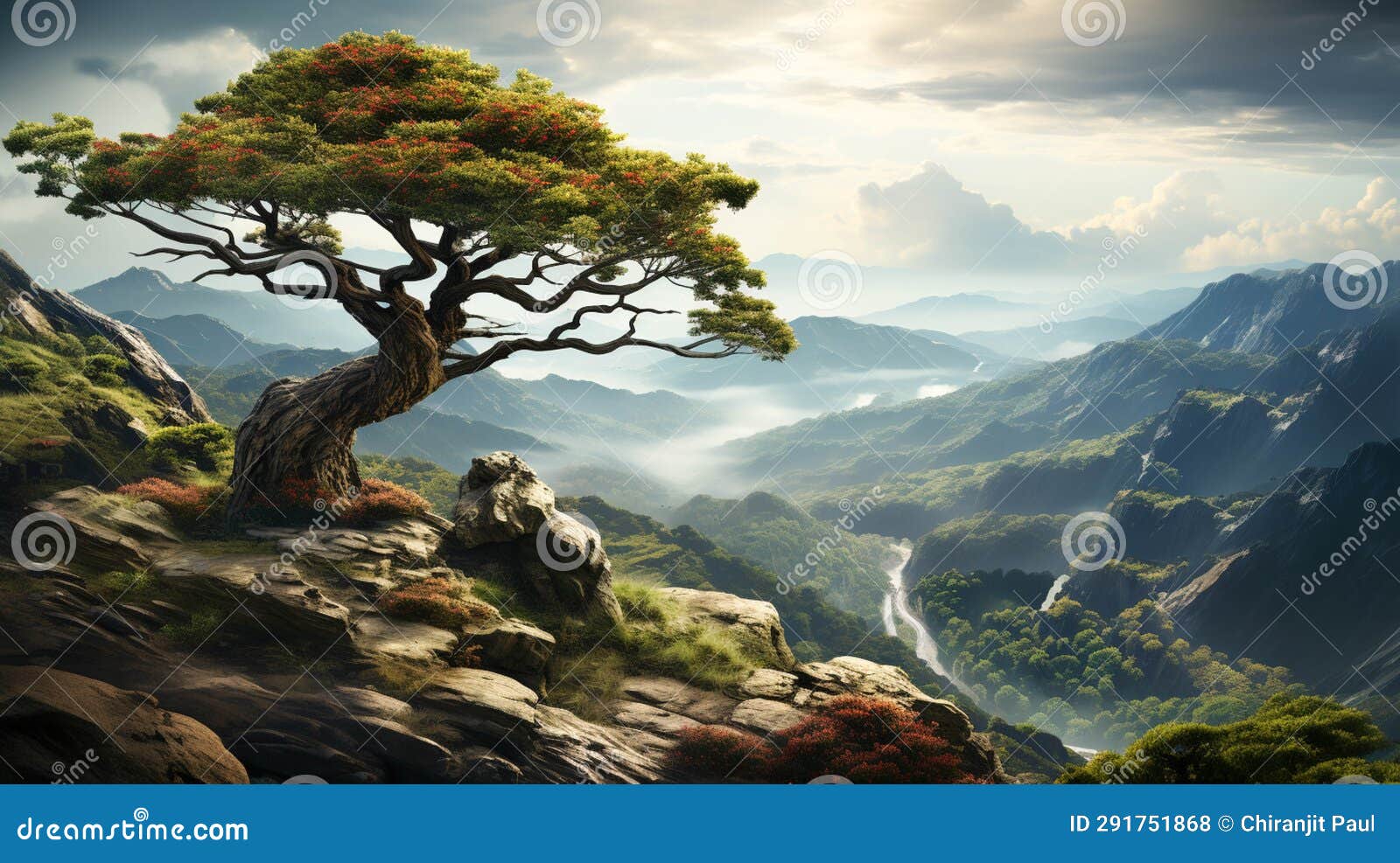 Tree on Top of Mountain Range Stock Photo - Image of curve, rock: 291751868