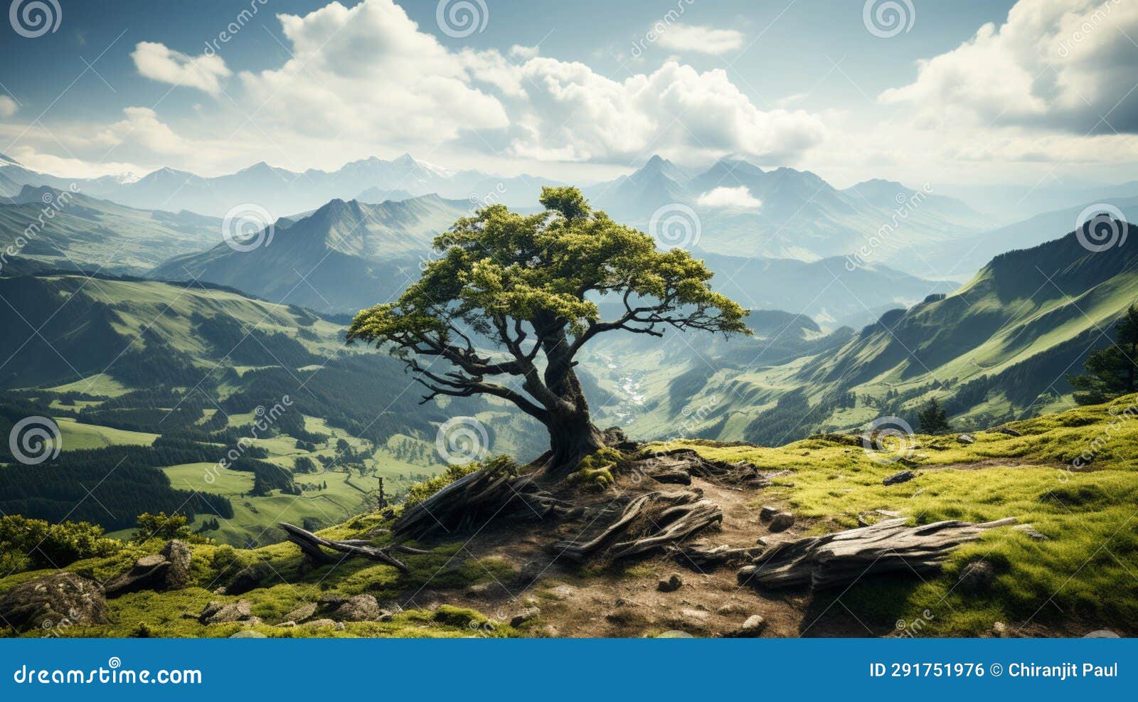 Tree on Top of Mountain Range Stock Photo - Image of people, rock ...