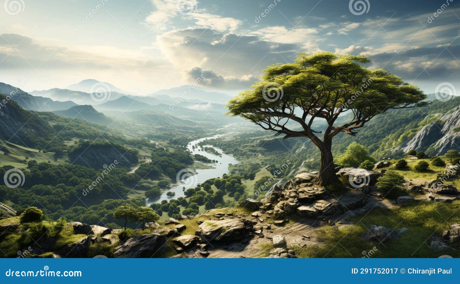 Tree on Top of Mountain Range Stock Image - Image of hill, scenic ...