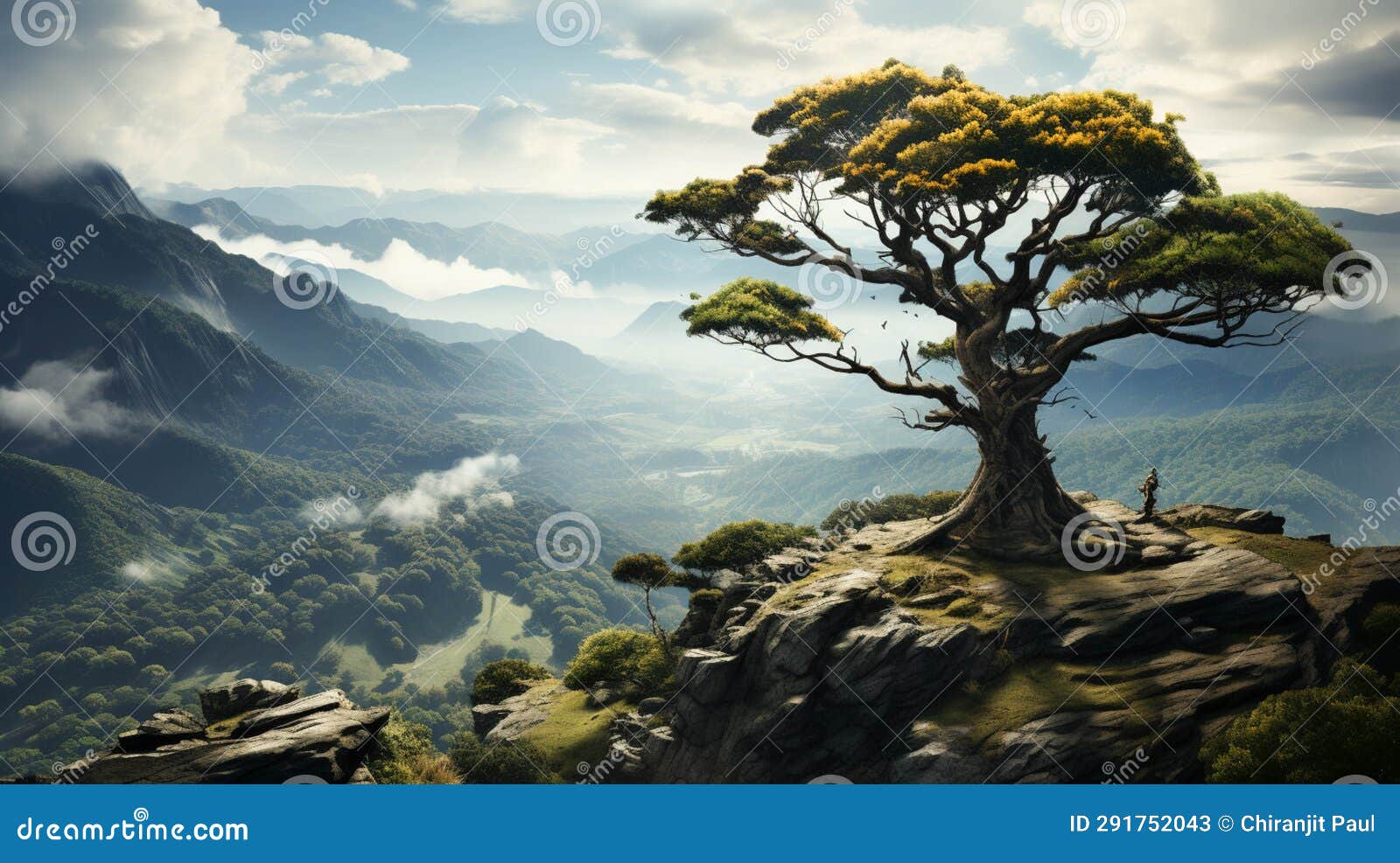 Tree on Top of Mountain Range Stock Image - Image of curve, peak: 291752043