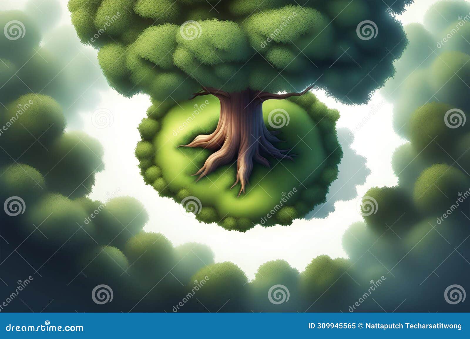 Tree Top View Isolated on White Background for Landscape Plan and ...