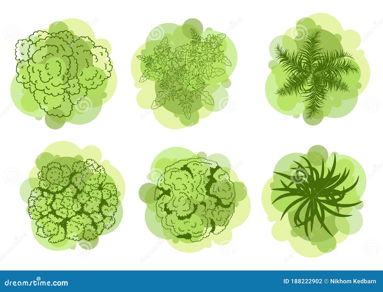 Trees Top View for Landscape Vector Illustration. Stock Vector ...