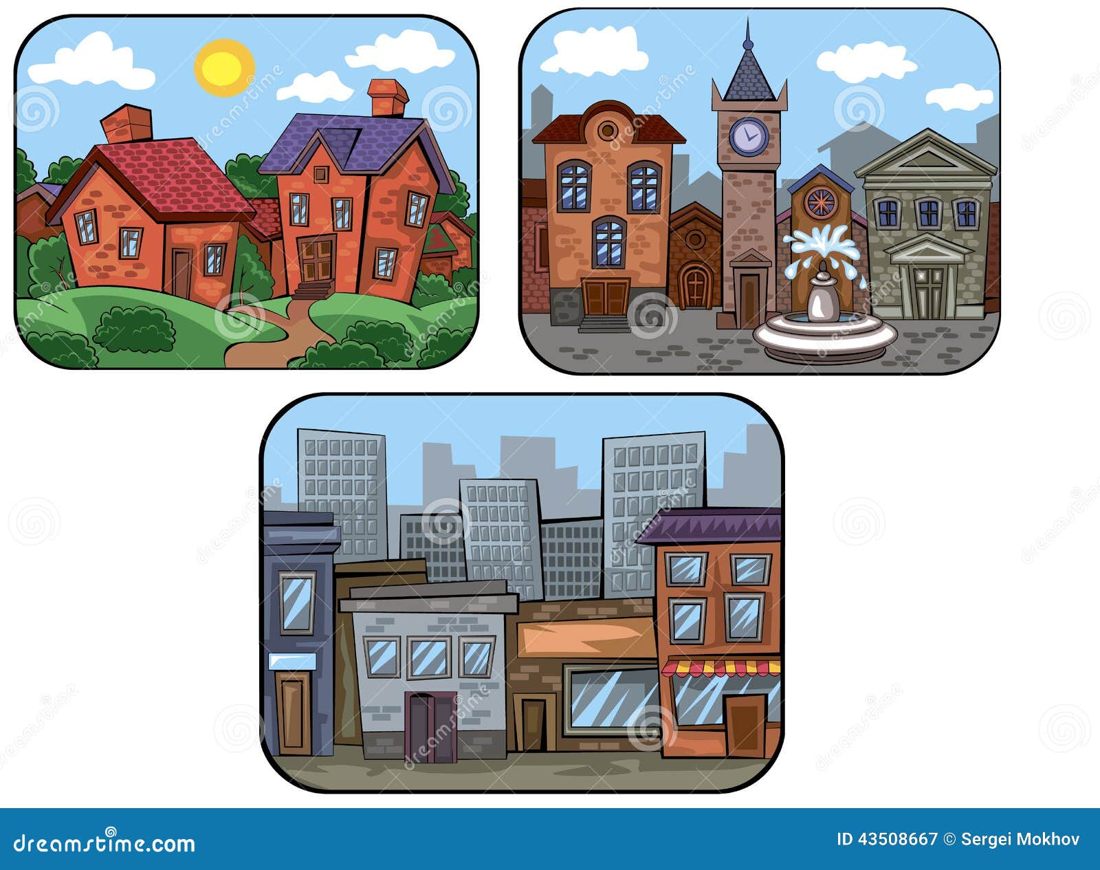 Tree town scenes stock vector. Illustration of built - 43508667