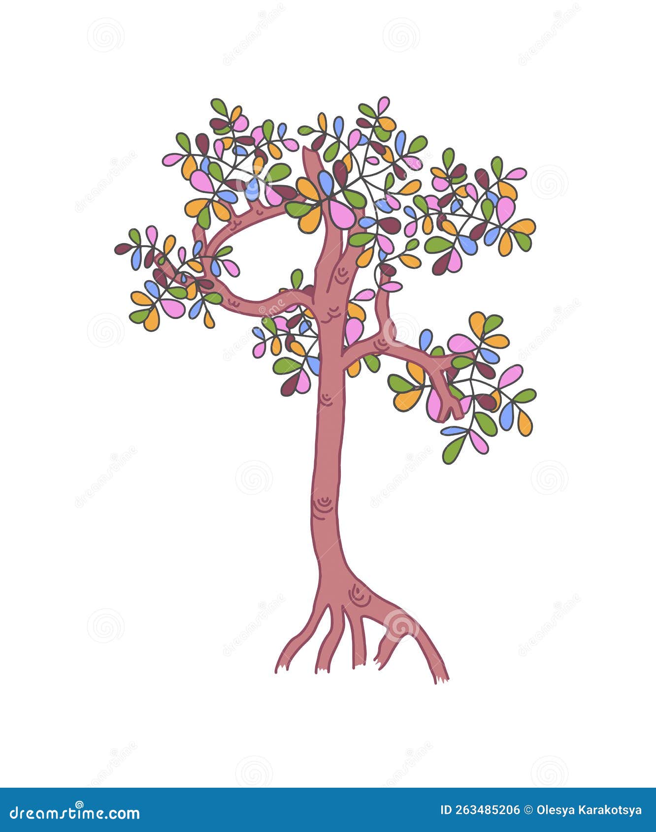 Tree in Traditional Balinese Painting Style, Vector Illustration Stock ...