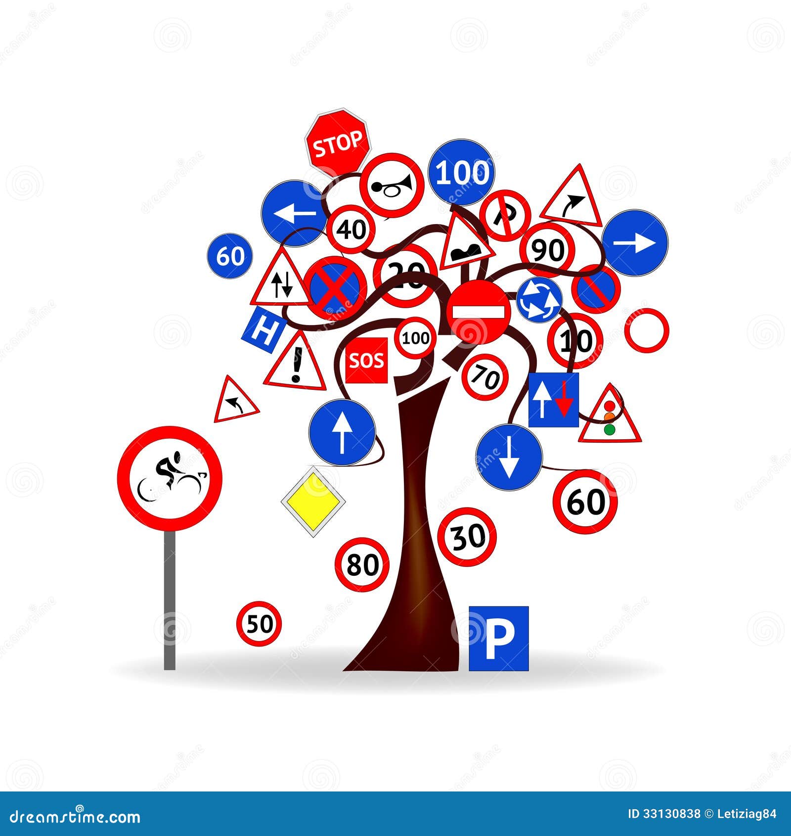 Tree with traffic signals stock vector. Illustration of round - 33130838