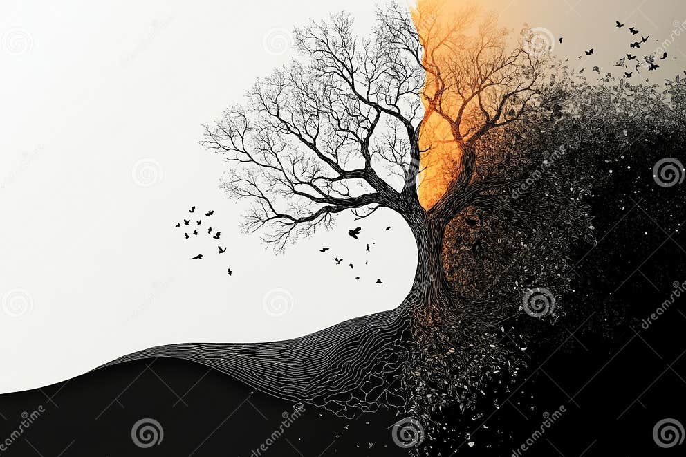 Tree of Transformation, a Visual Symphony of Nature S Cycle Stock ...