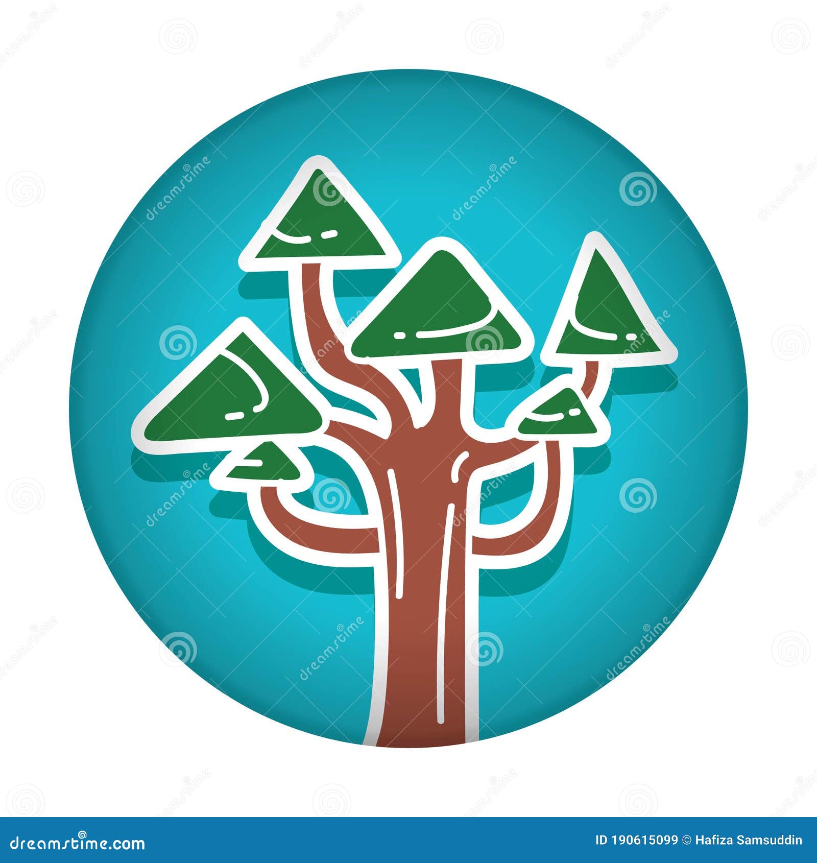 Tree with Triangular Leaves. Vector Illustration Decorative Design ...