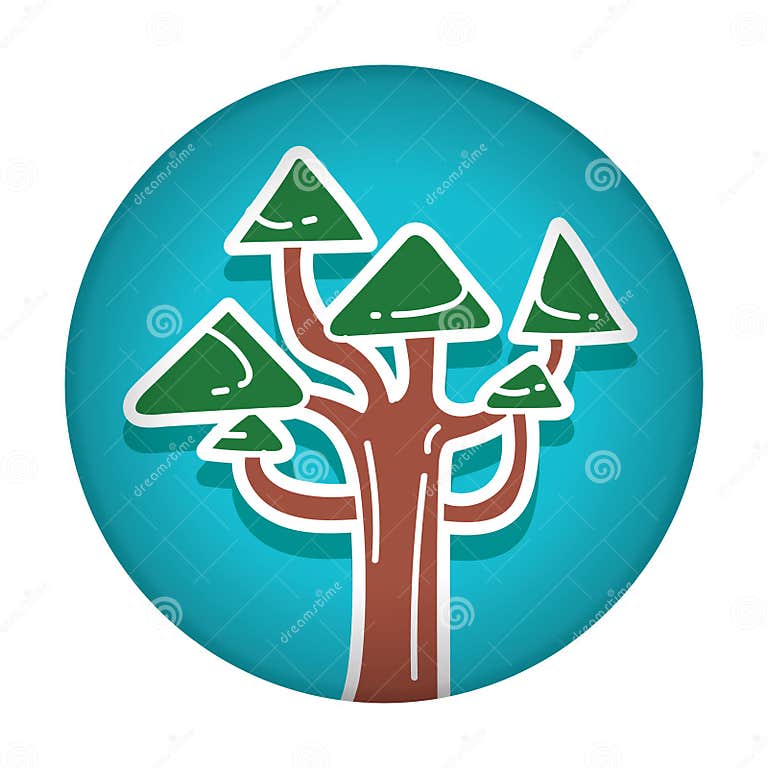 Tree with Triangular Leaves. Vector Illustration Decorative Design ...