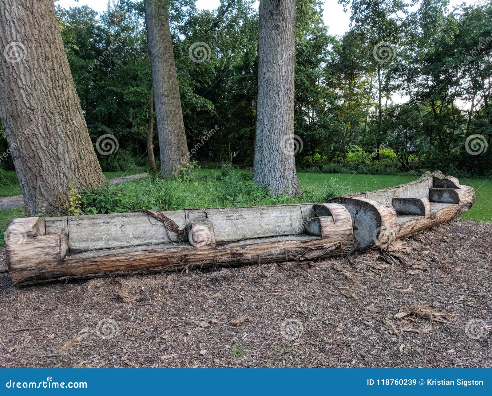 Carved Out Log Seat at Hoofdorp Amsterdam Stock Image - Image of seat ...