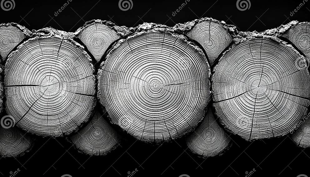 Tree Trunk Circle Pattern, Rough Old Timber Stack Generated by AI Stock ...