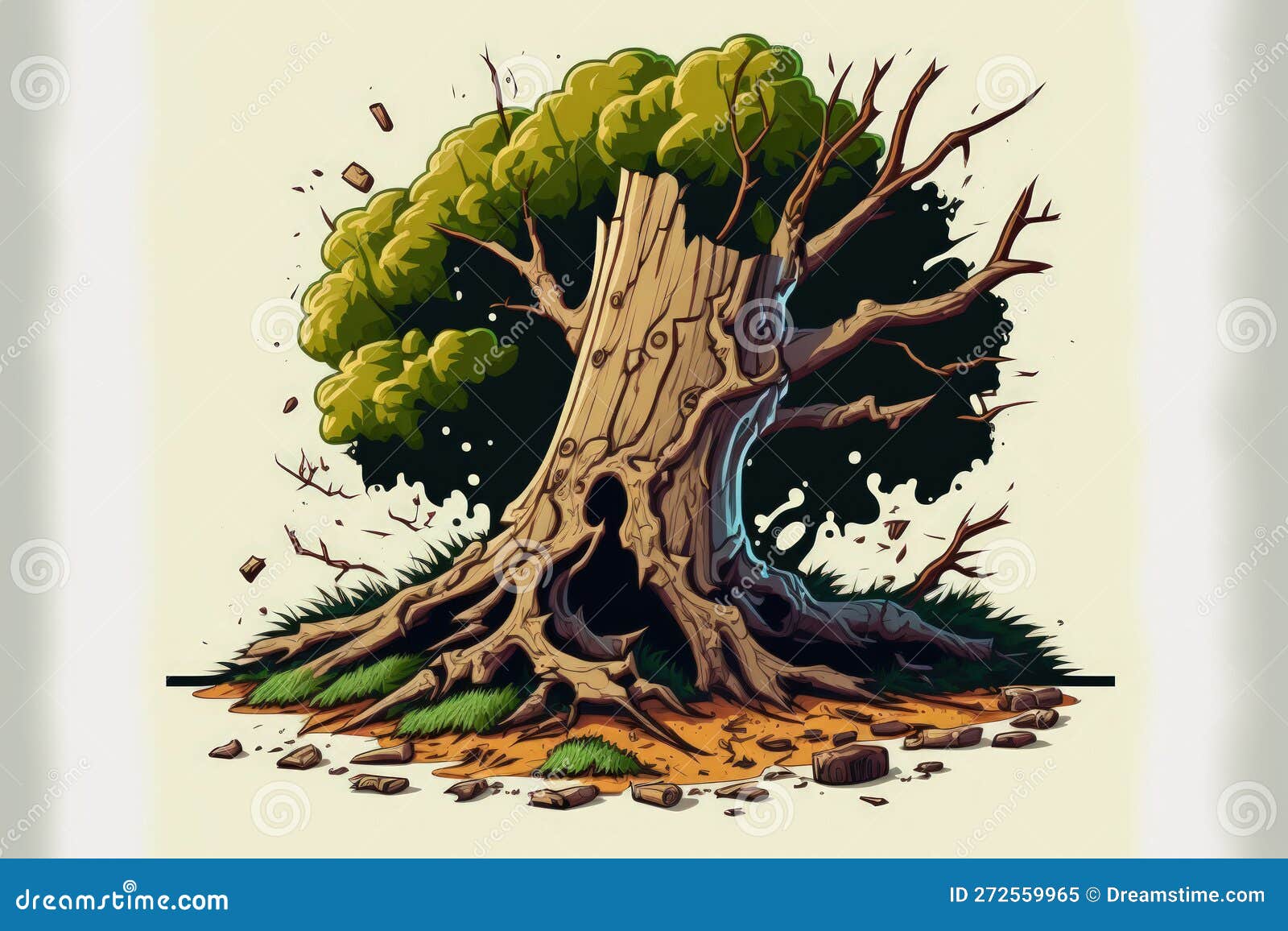 Tree Trunk Cracked by Storm Damage after Violent Winds and Heavy Rain ...