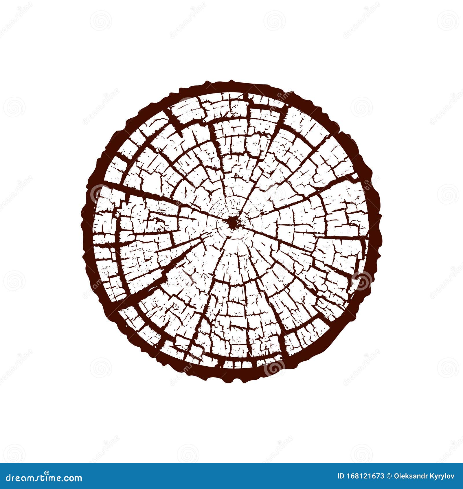 Tree Trunk with Cracks, Vector Illustration Isolated on White ...