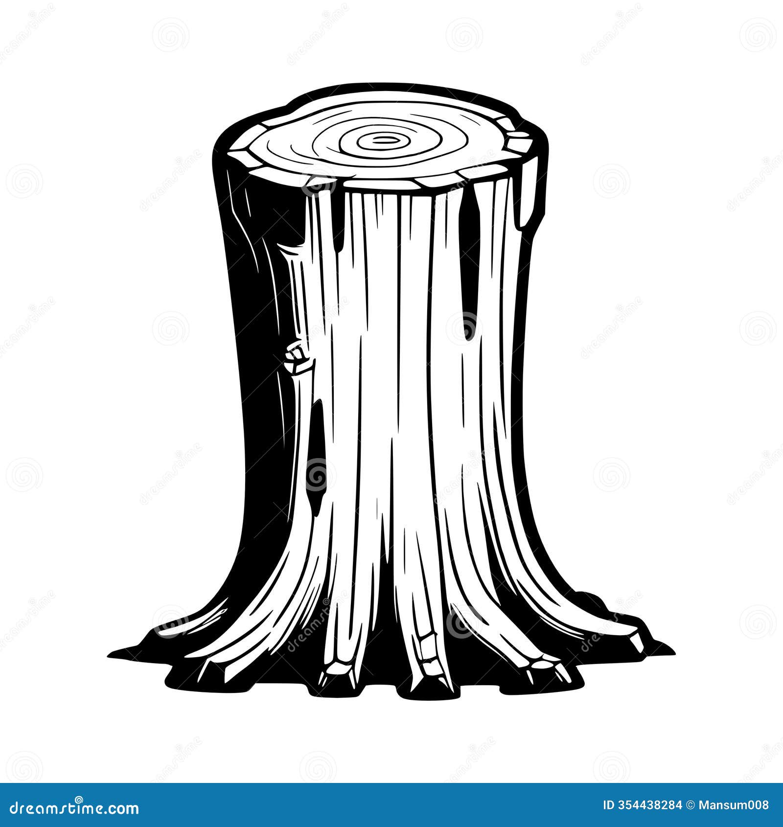 Tree Trunk Cut Line Style Illustration Design Stock Illustration ...