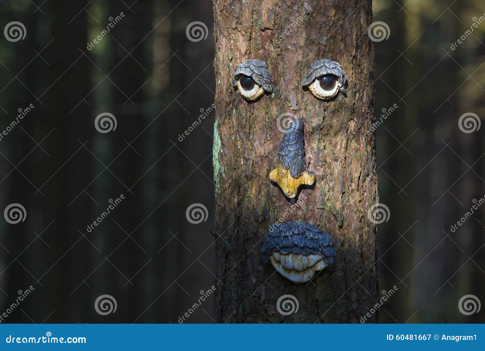 Tree Trunk Decorated with Face Stock Image - Image of sculpture ...