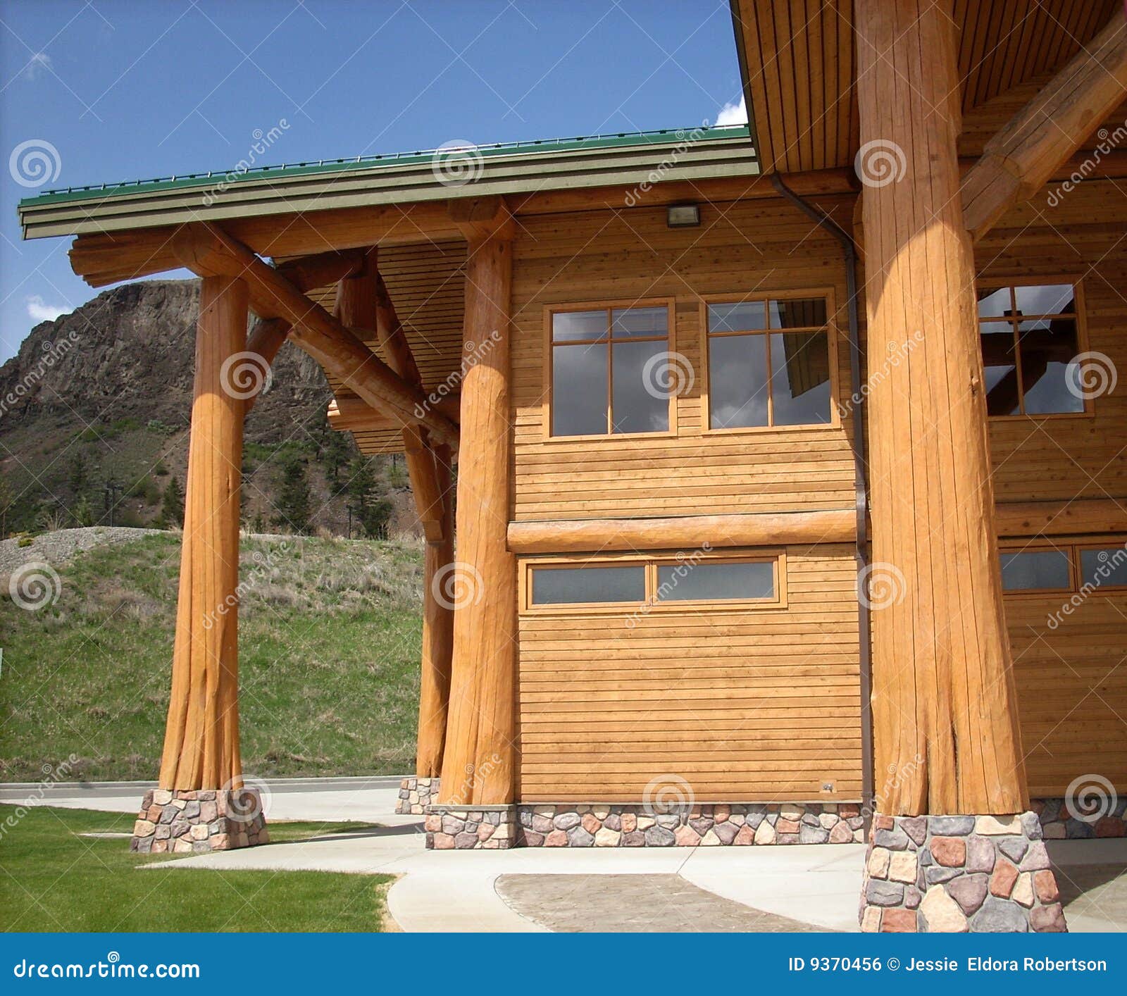 Tree Trunk Log Structure of a Modern Building Stock Photo - Image of ...