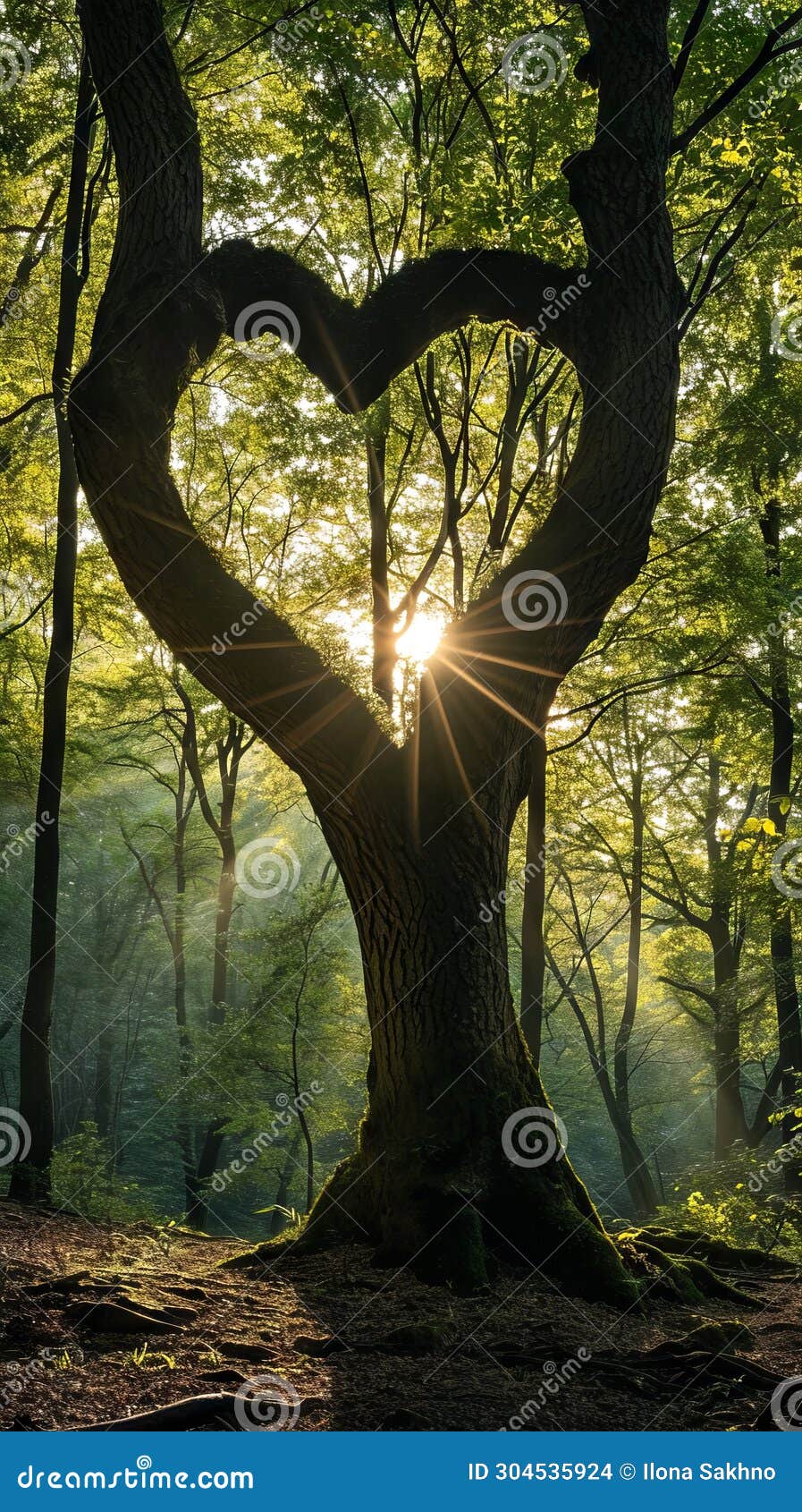 A Tree with a Trunk in the Shape of a Heart, in the Midst of a Forest ...