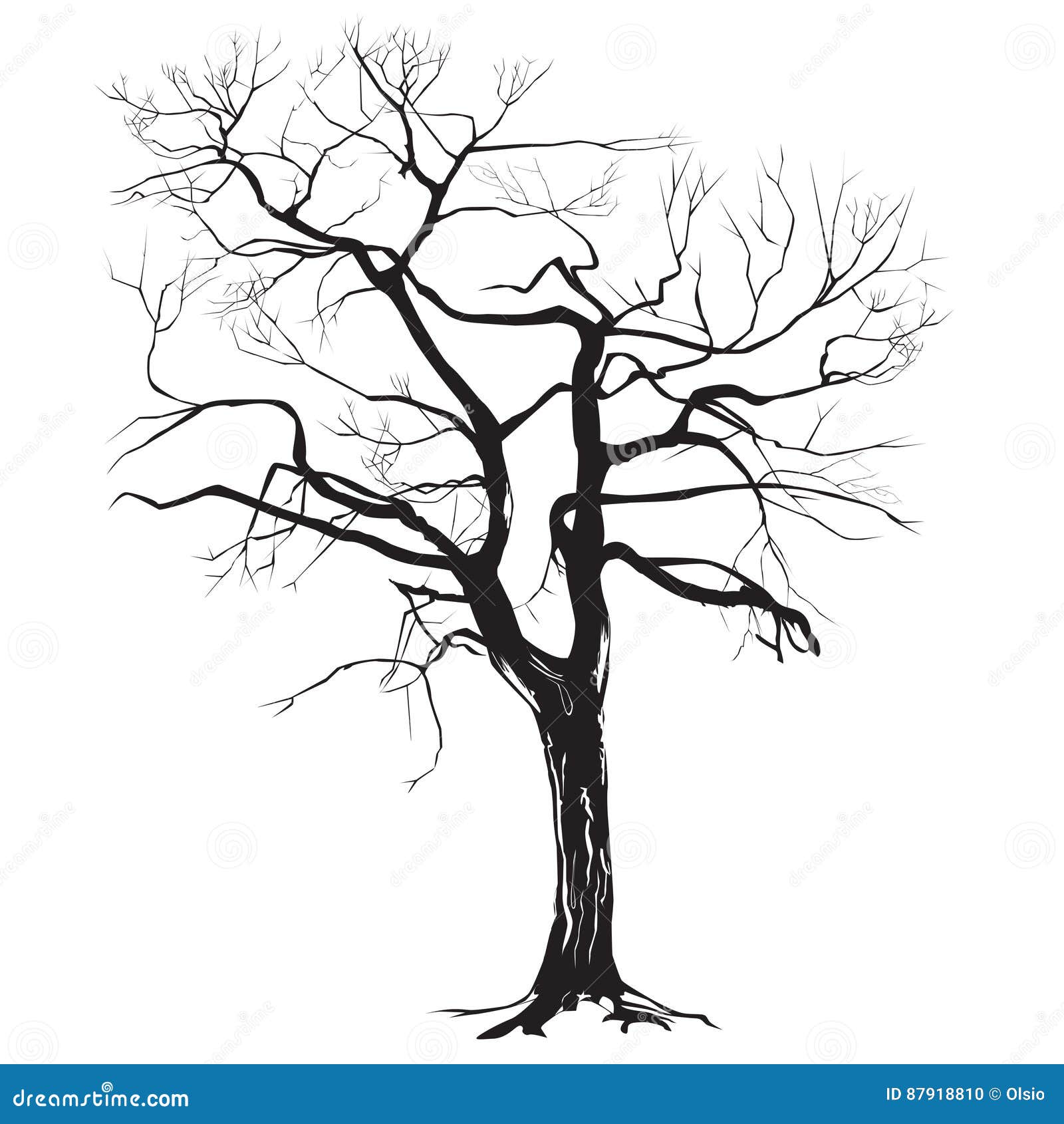 Tree Trunk Silhouette with Fallen Leaves Stock Vector - Illustration of ...