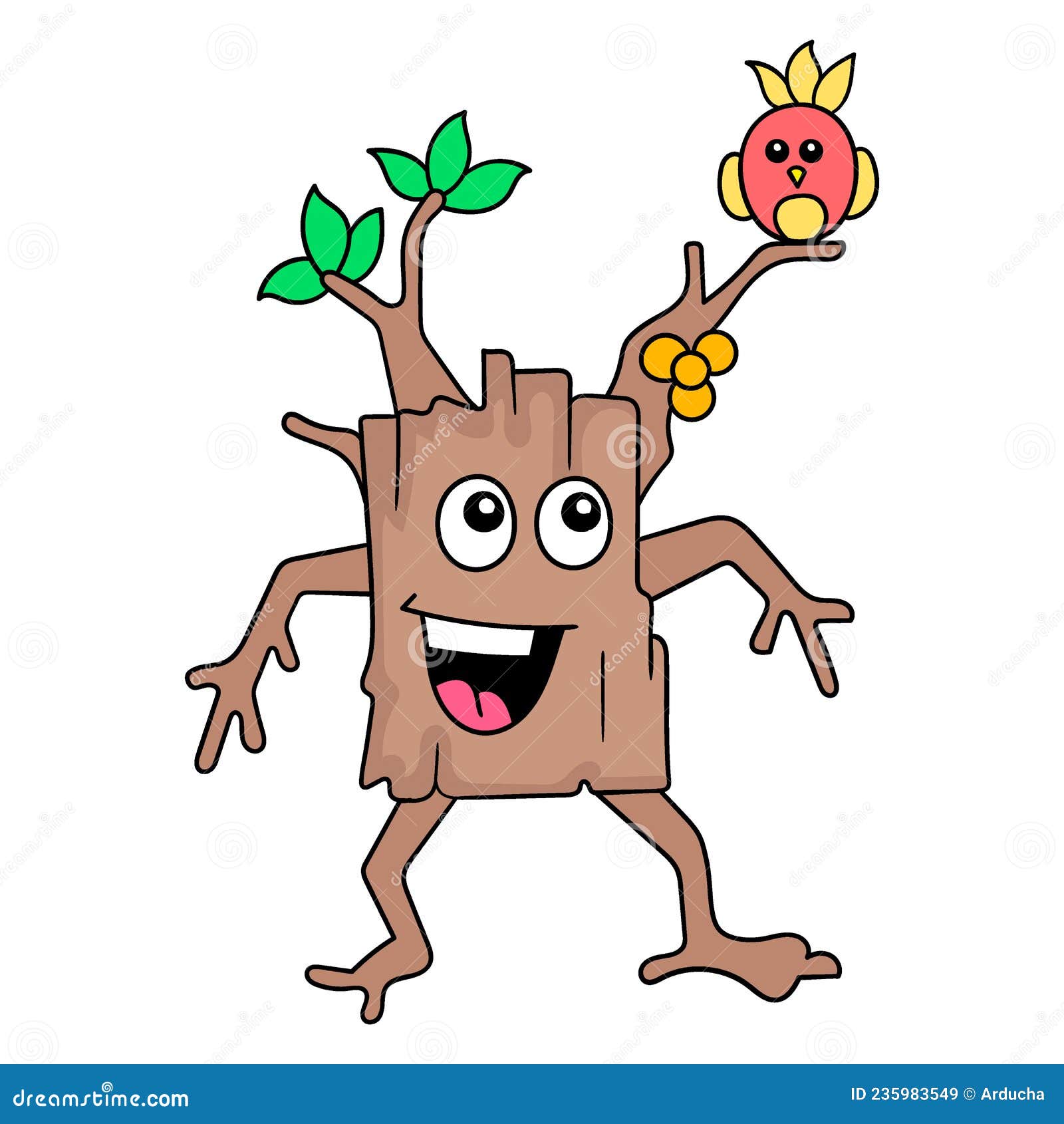 Tree Trunks are Celebrating a Beautiful Spring, Doodle Icon Image ...