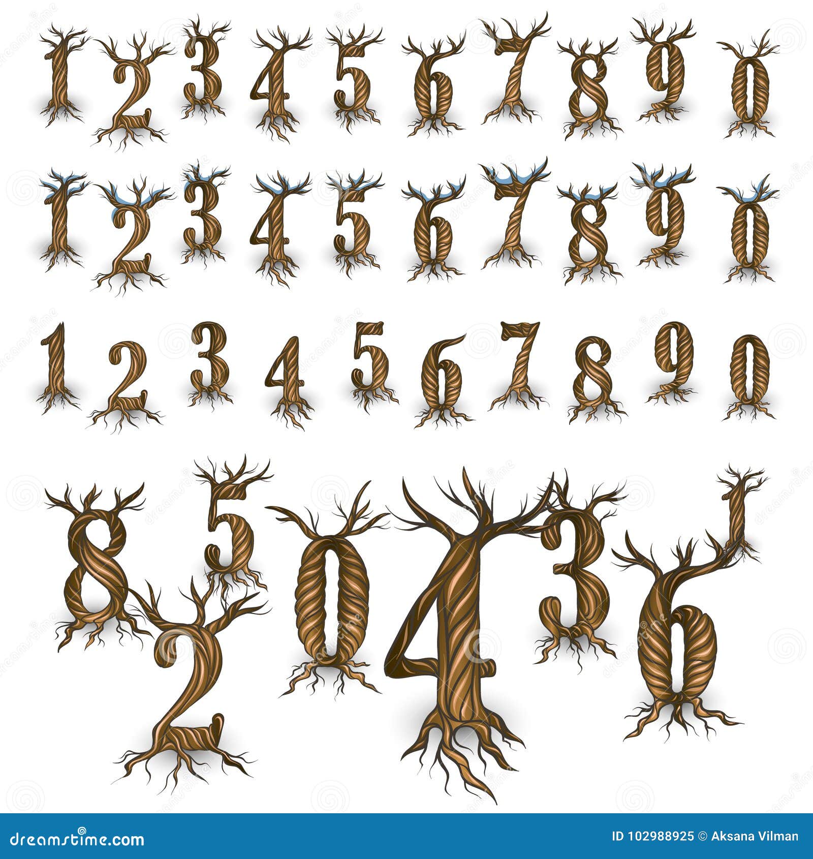 Tree trunks are numbers. stock vector. Illustration of children - 102988925