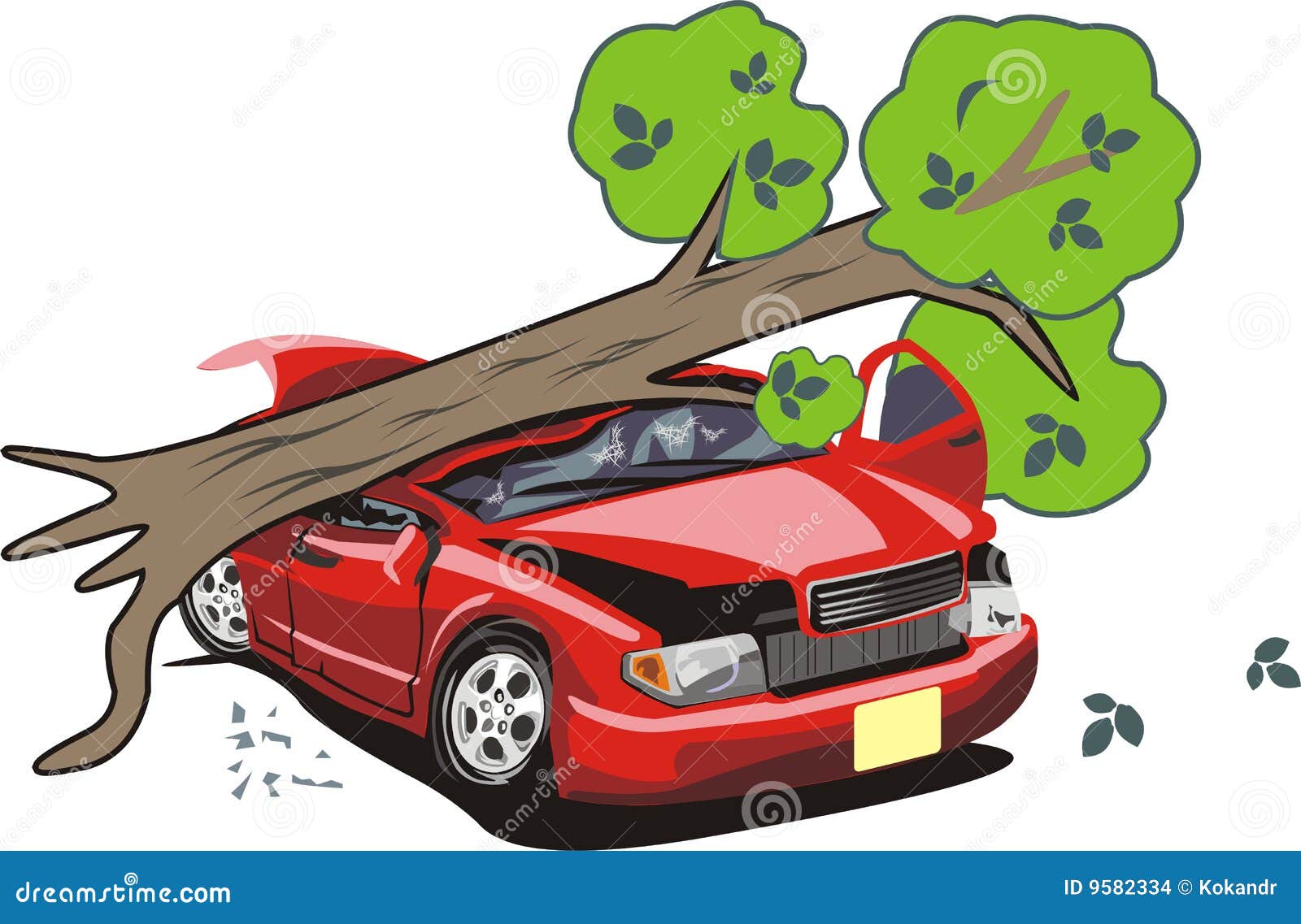 Tree tumbled on car stock vector. Illustration of brigand - 9582334