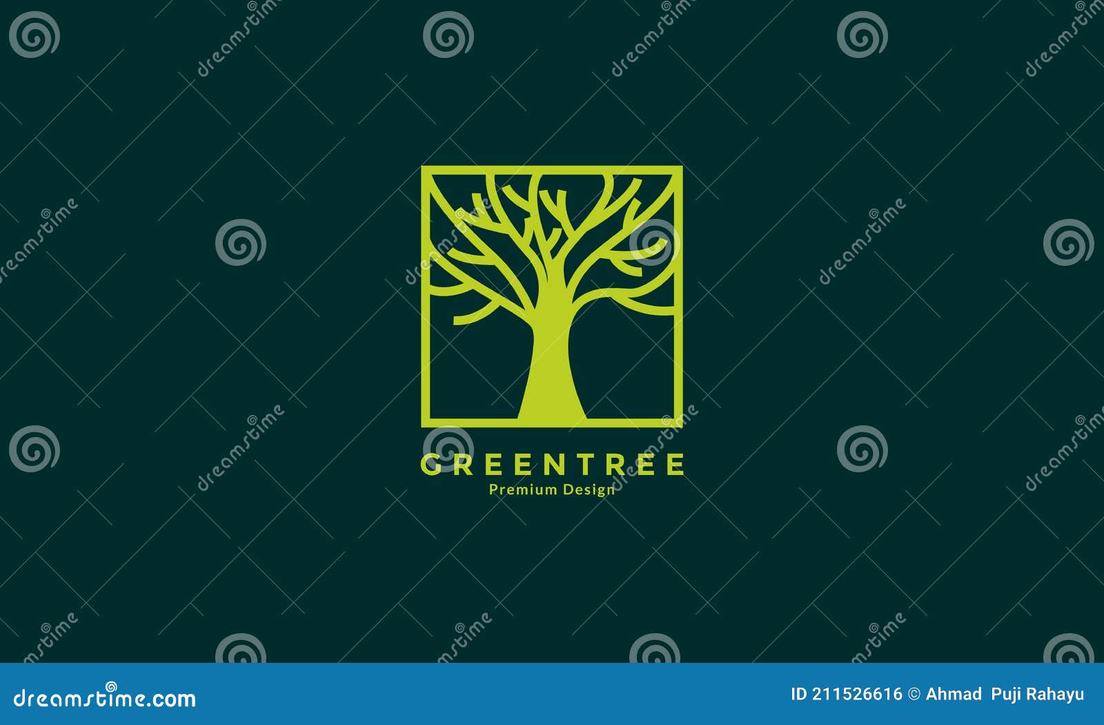 Tree with Twigs and Branches on Square Logo Design Vector Icon Symbol ...