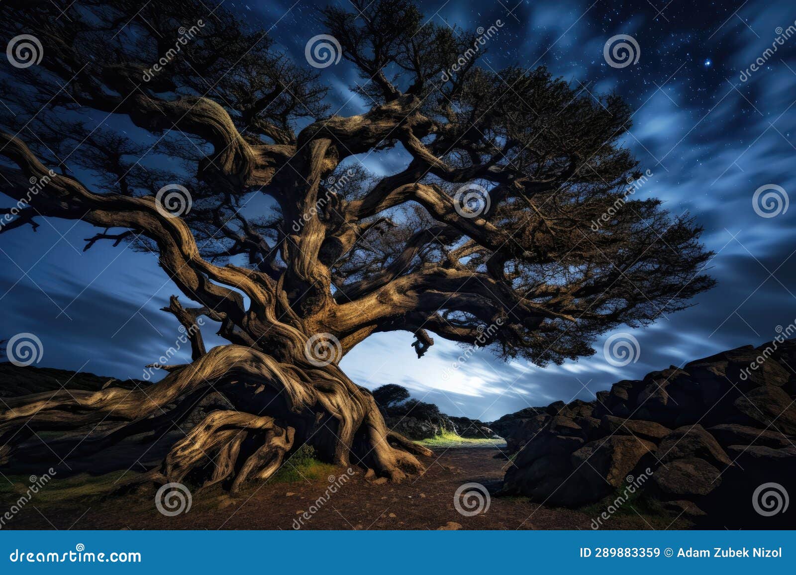 A Tree with a Twisted Trunk Stock Illustration - Illustration of ...