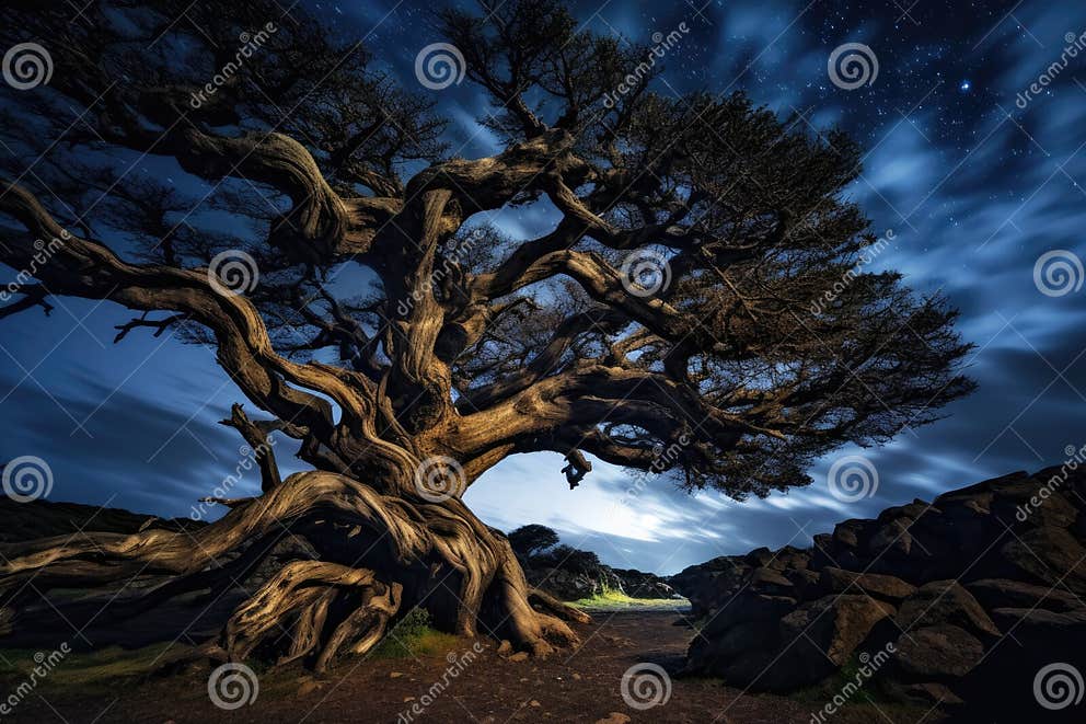 A Tree with a Twisted Trunk Stock Illustration - Illustration of ...