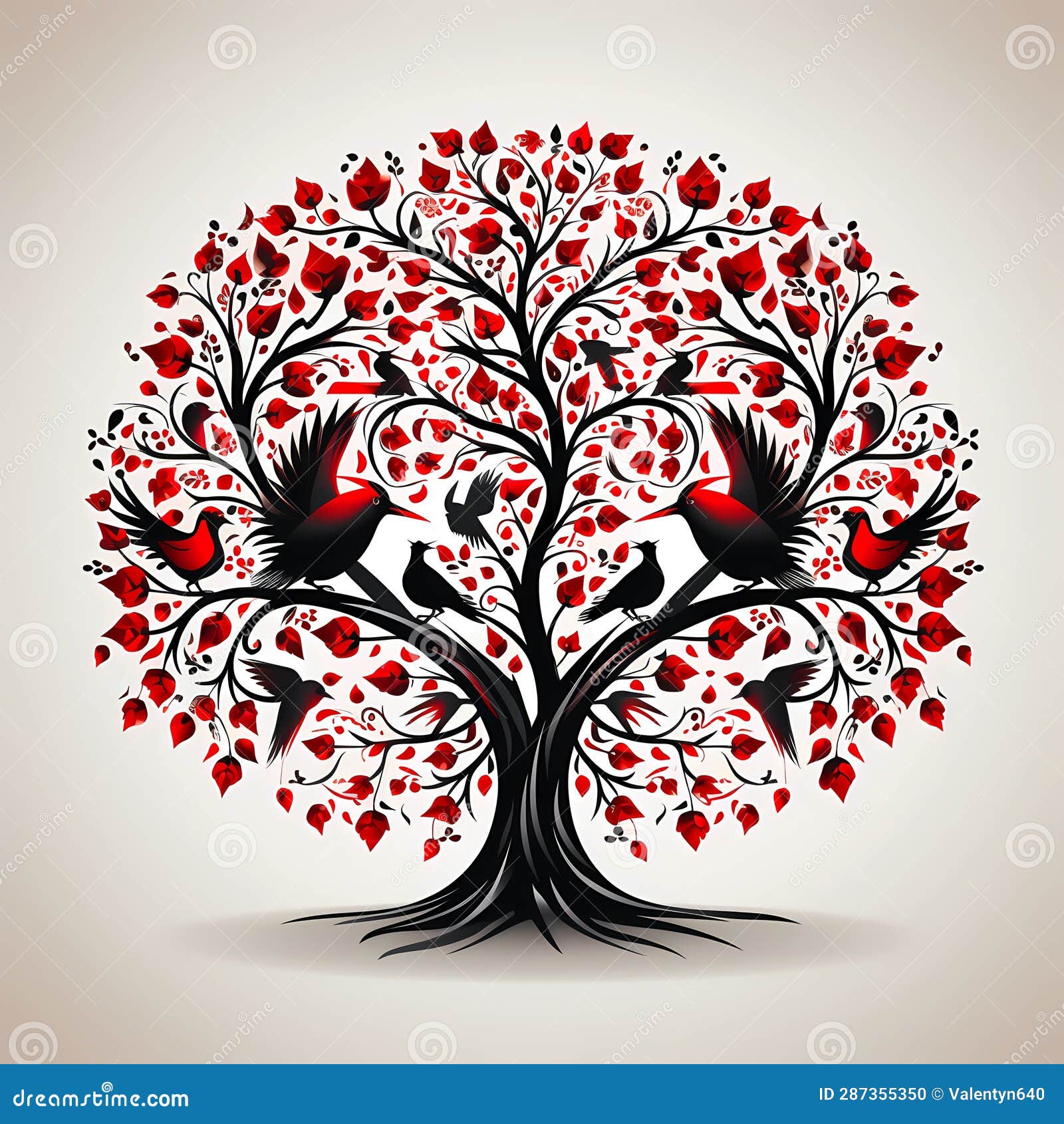 Tree with Two Birds Sitting on it S Branches. Generative AI Stock ...