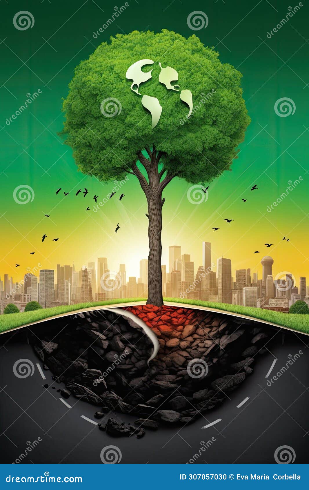 Tree in Two with Very Different Environments Earth Day or World ...