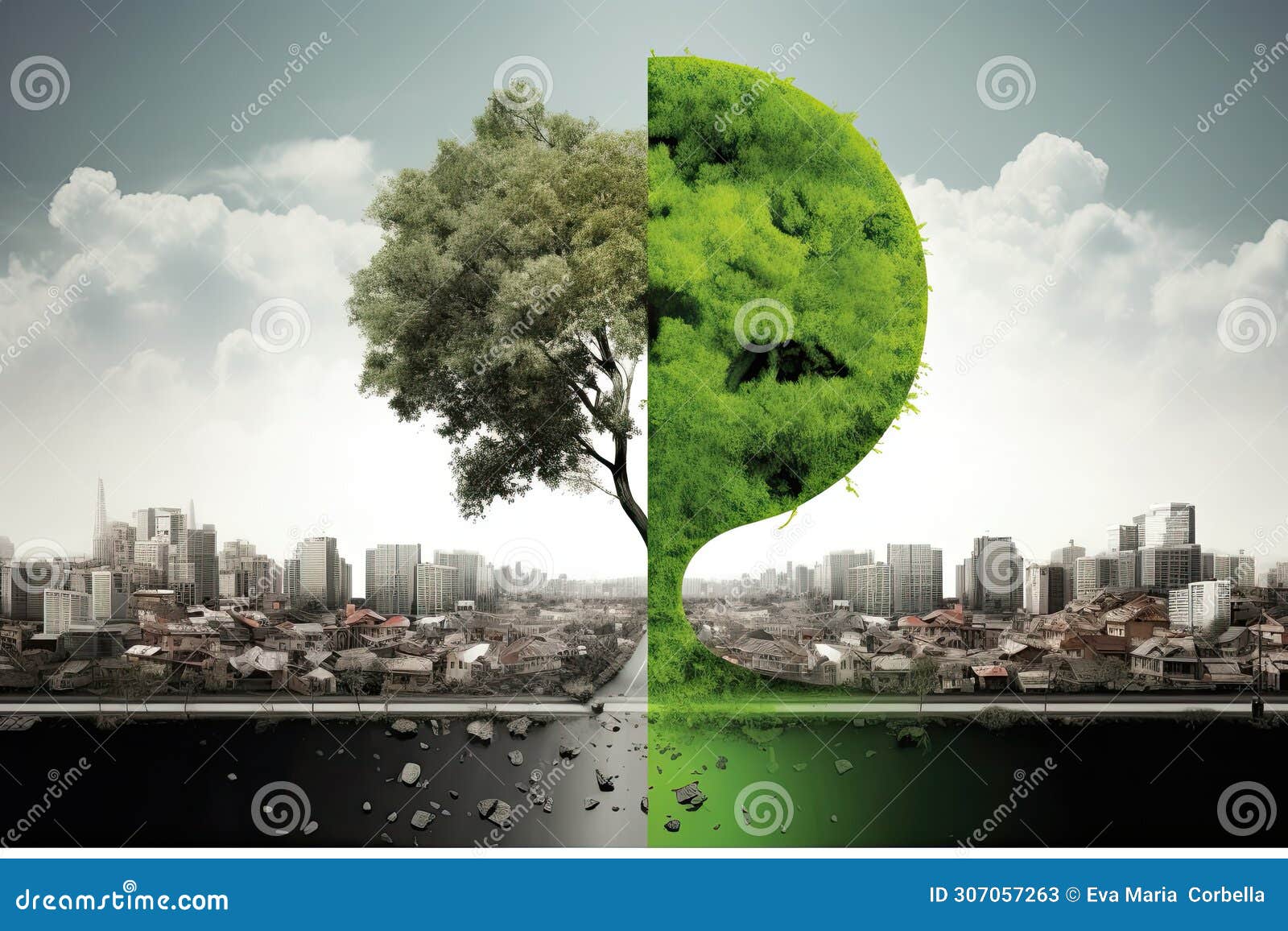 Tree In Two With Very Different Environments Earth Day Or World ...