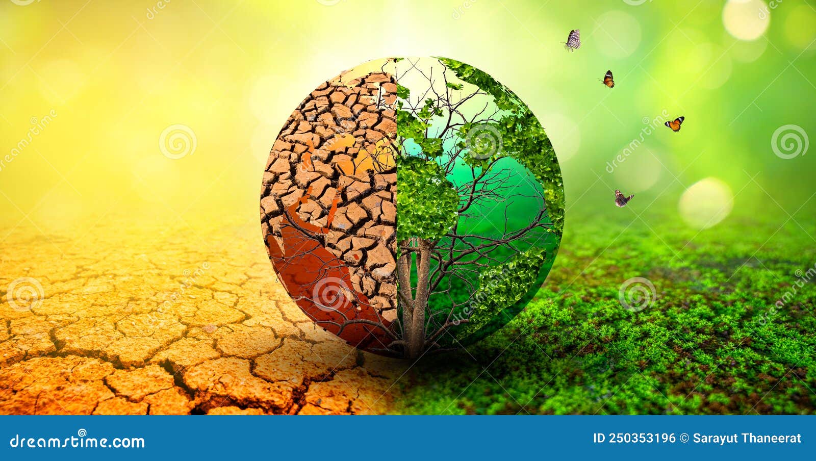 Tree in Two with Very Different Environments Earth Day or World ...