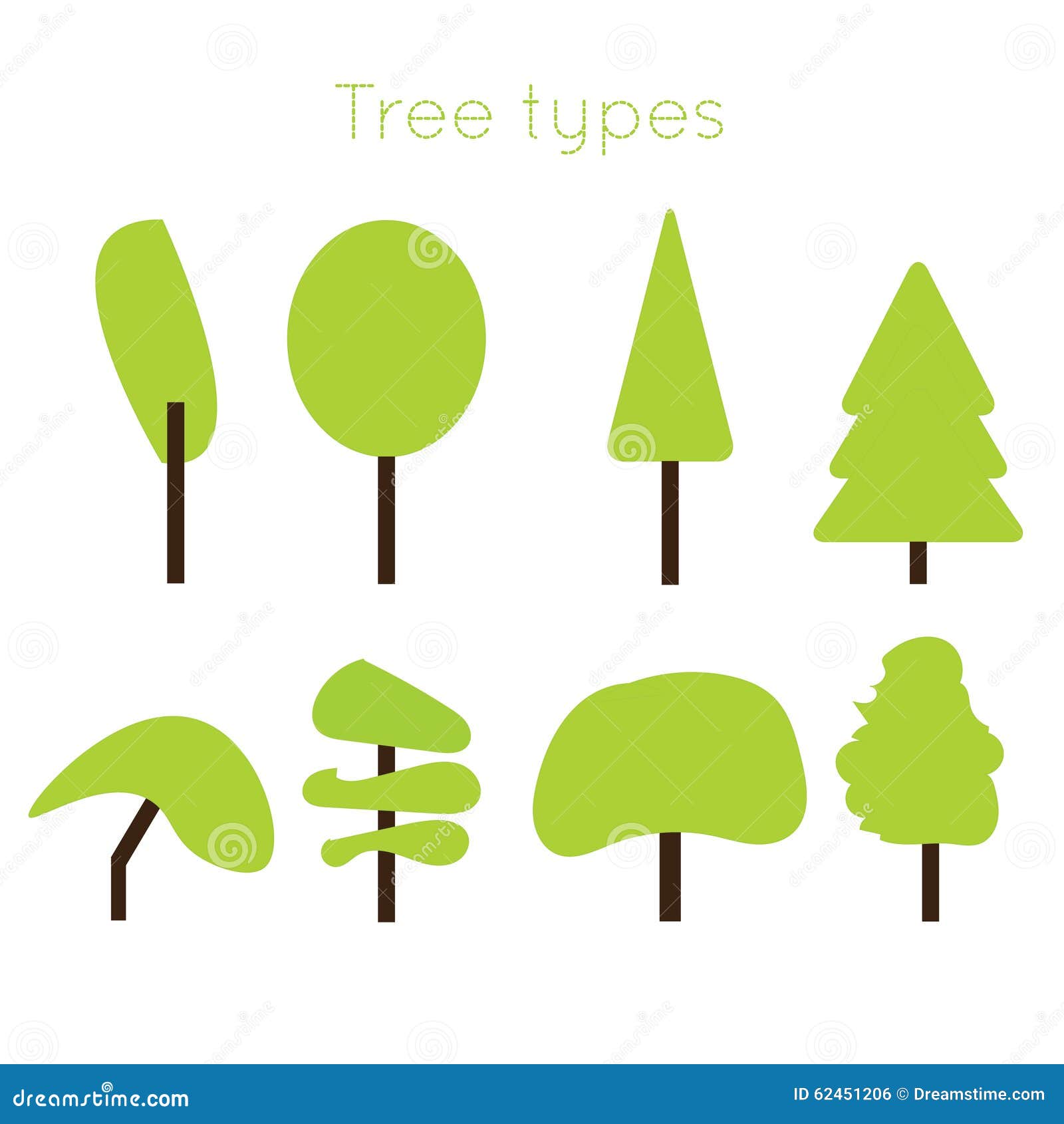 Tree types set stock illustration. Illustration of tree - 62451206