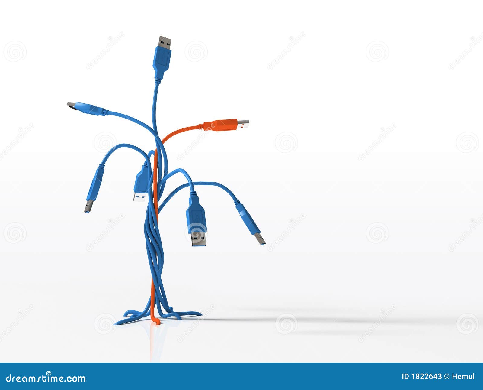 Tree Usb Connectors Isolated On White Background 3D Royalty-Free Stock ...
