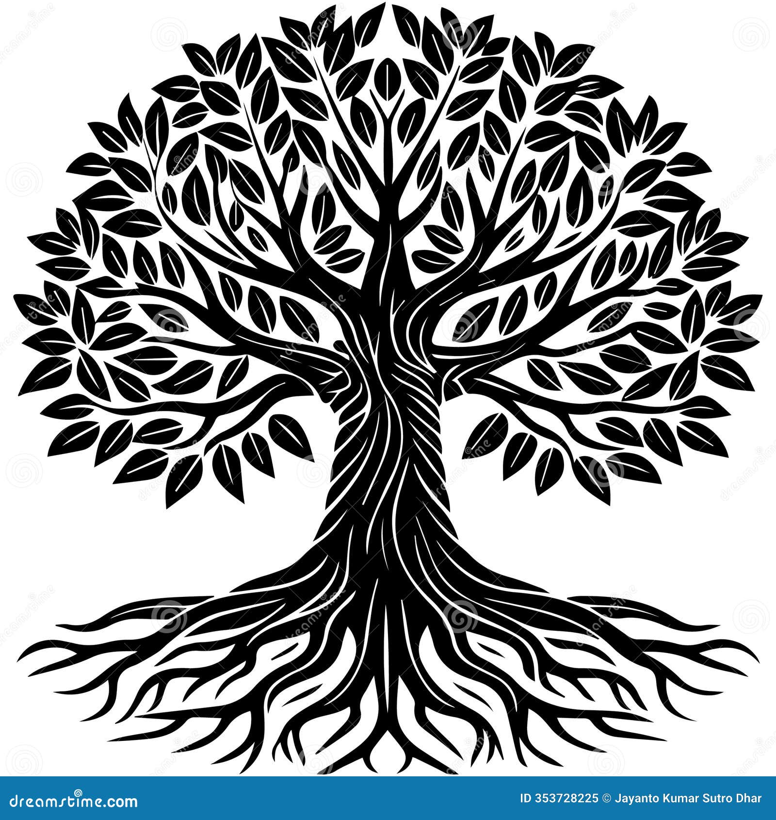 Tree Vector Art with Tree Roots Silhouette Vector and Adobe Illustrator ...