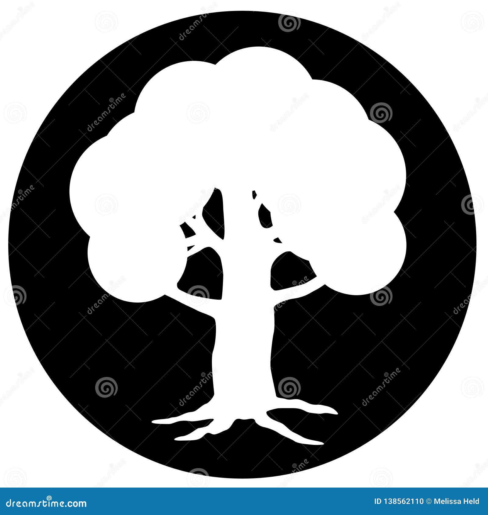 Tree Vector in Black Circle Stock Vector - Illustration of tree, design ...