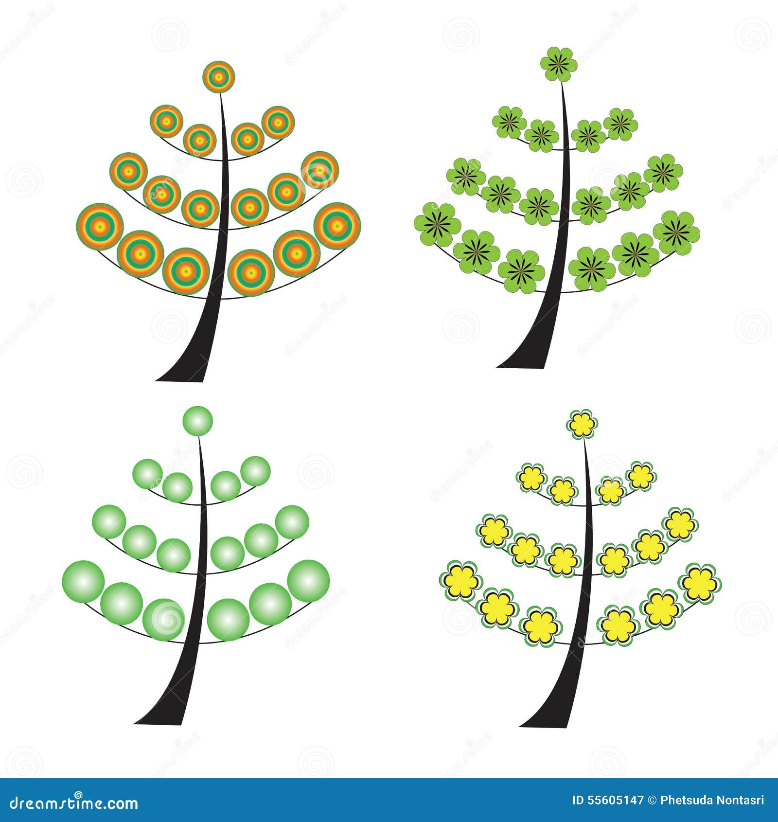 Tree Vector Design Cartoon Illustration Abstract Design Silhouette ...