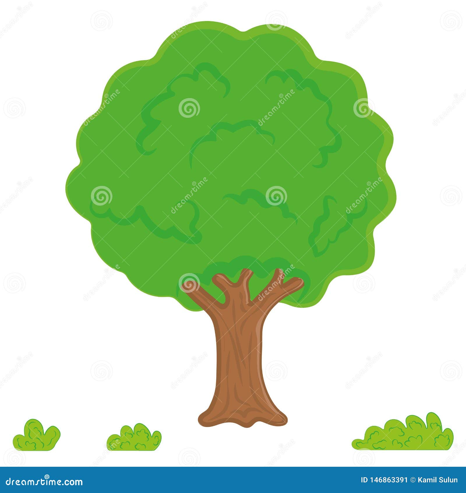 Tree Vector, Leaves, Garden. Cartoon Forest or Park Tree, Gradient ...