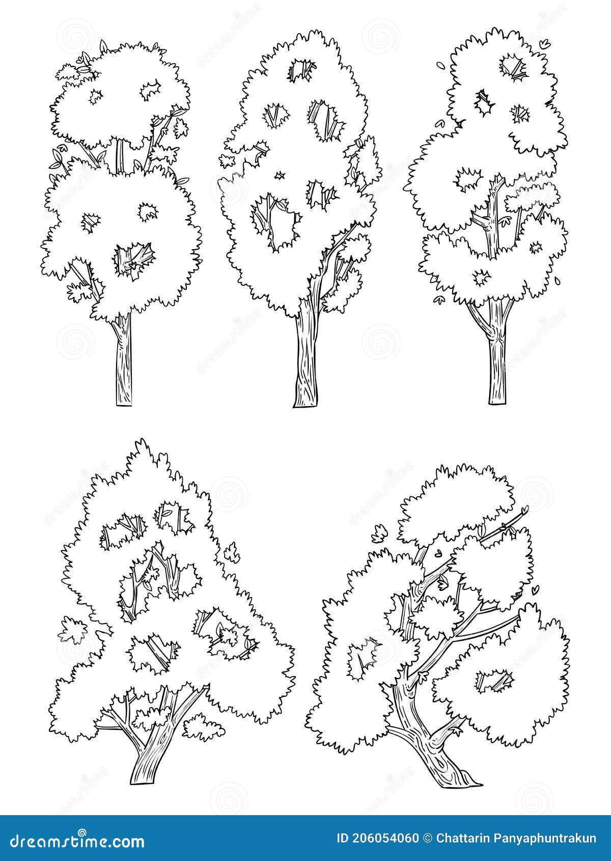 Vector Set of Side View Tree Isolated on White Background. Stock Vector ...