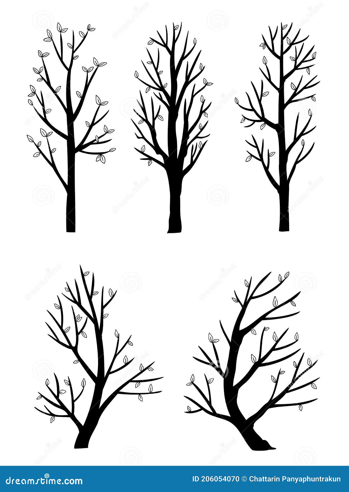 Vector Set of Side View Tree Isolated on White Background. Stock Vector ...