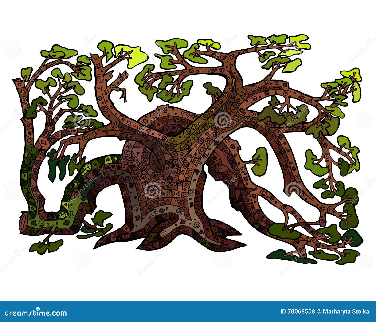 Tree Vector, Tree Zen Tangle, Zen Doodle. Tree Coloring. Tree Tattoo ...
