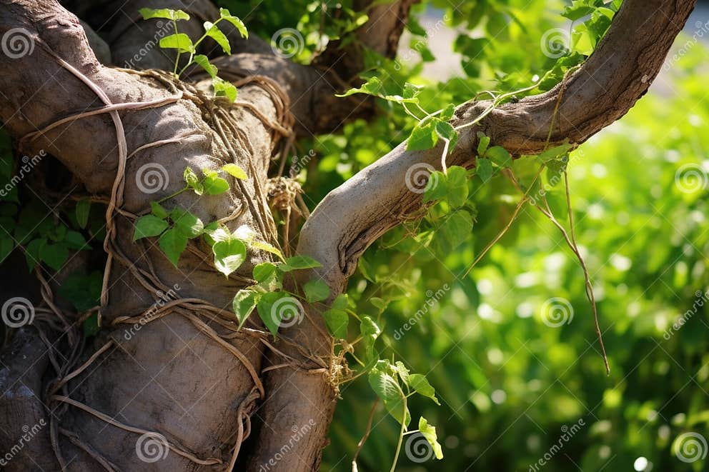 A Tree and a Vine Intertwined Stock Photo - Image of foliage, plant ...