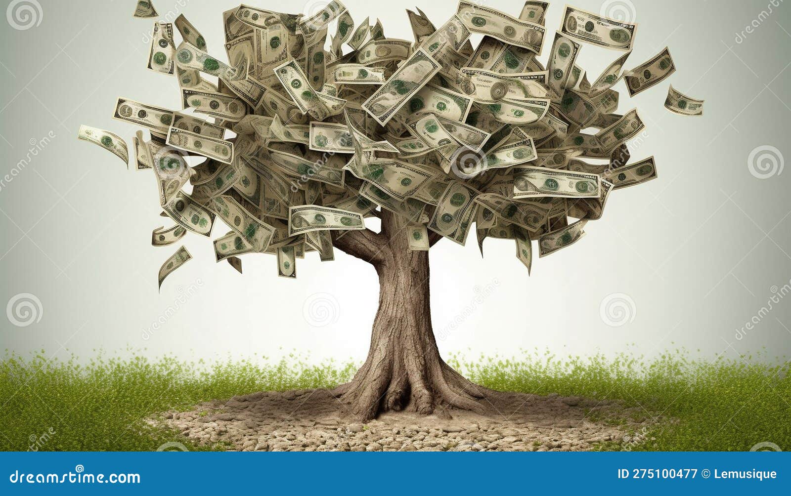 The Tree on Which Money Grows. Easy Money Concept Stock Illustration ...