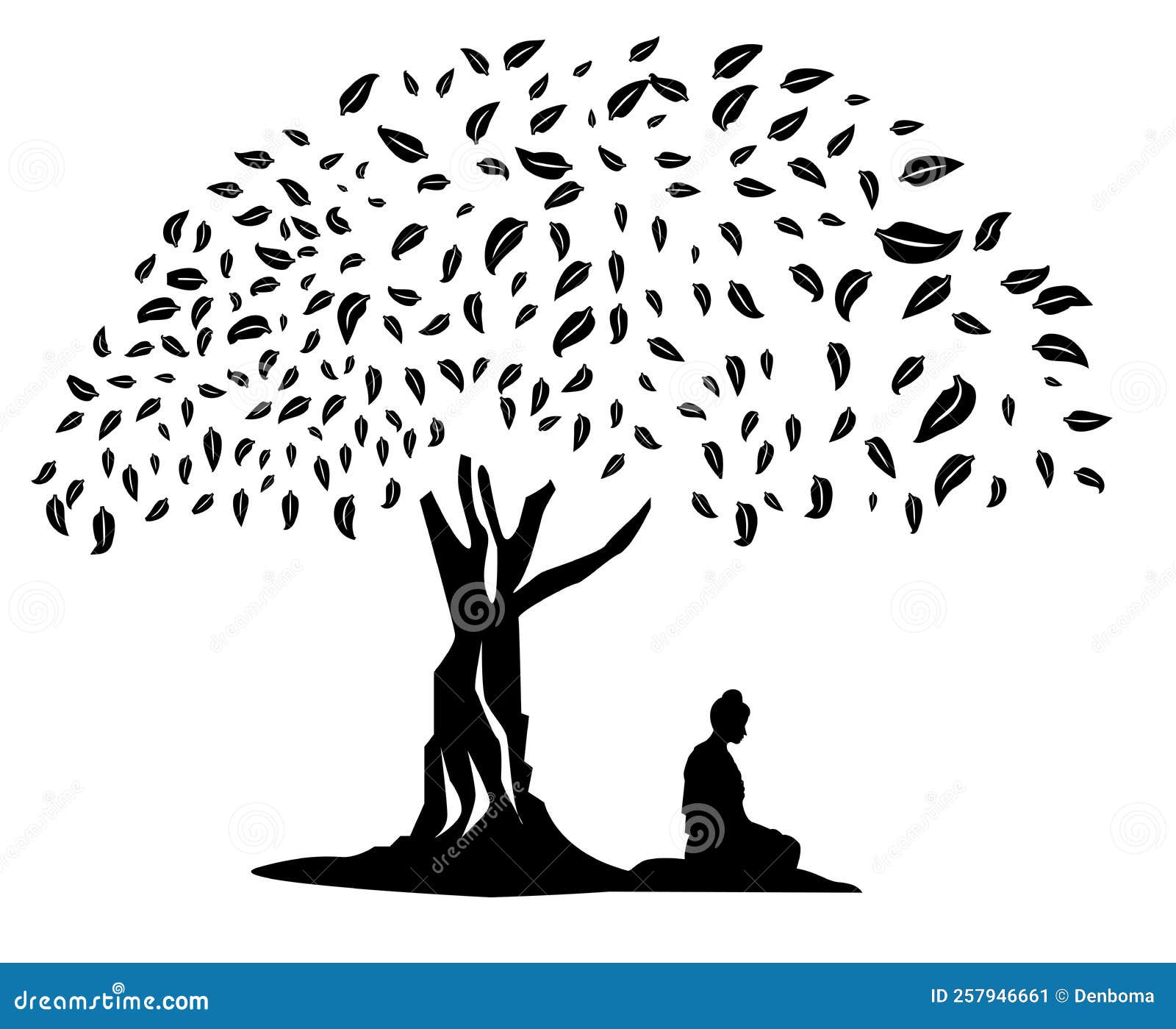 Tree whit Buddha stock illustration. Illustration of indian - 257946661