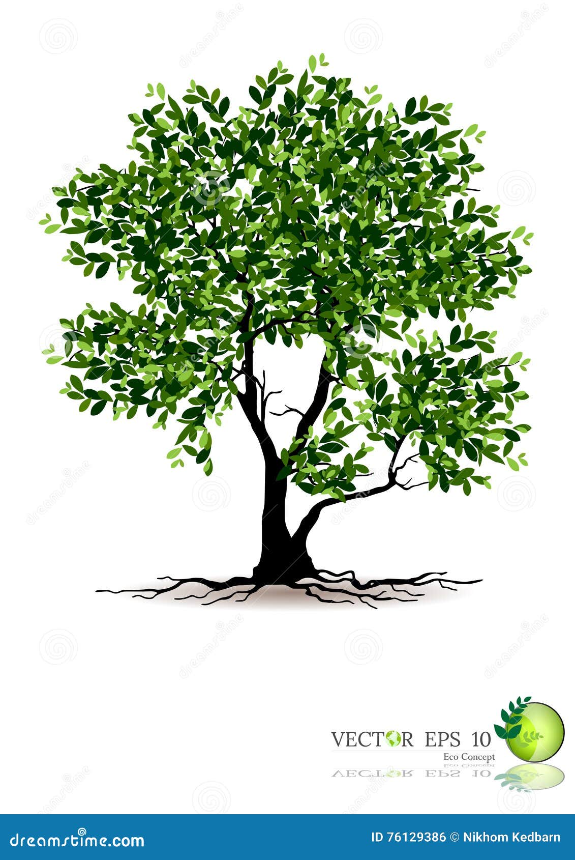 Tree on white background stock vector. Illustration of shape - 76129386