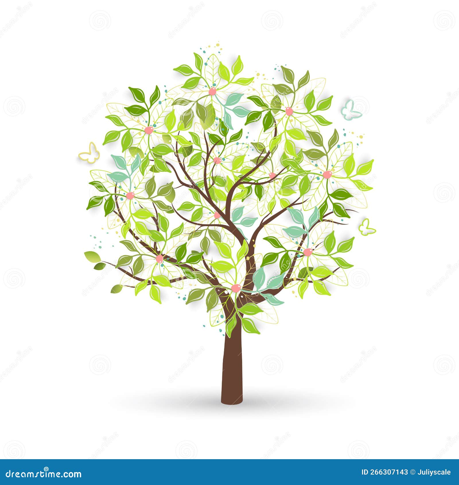 Tree on a White Background. Minimal Style Stock Vector - Illustration ...