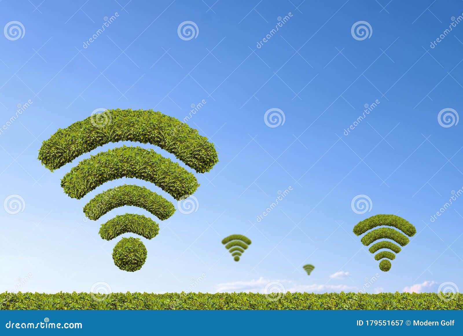Tree Wifi Symbol, Made by Bushes Shape . Stock Image - Image of modem ...