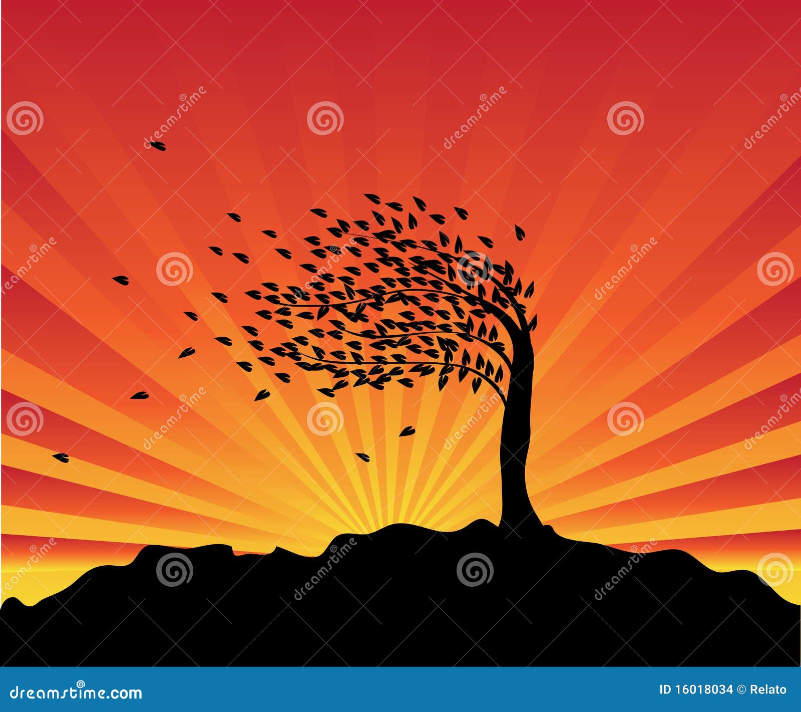 Tree in the wind stock vector. Illustration of effect - 16018034